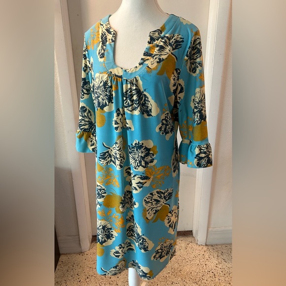 Aryeh | Dresses | Aryeh Blue And Yellow Floral Dress | Poshmark